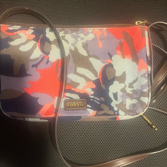 Fossil | Bags | Fossil Womens Crossbody Bag Red Blue Gray Floral | Poshmark